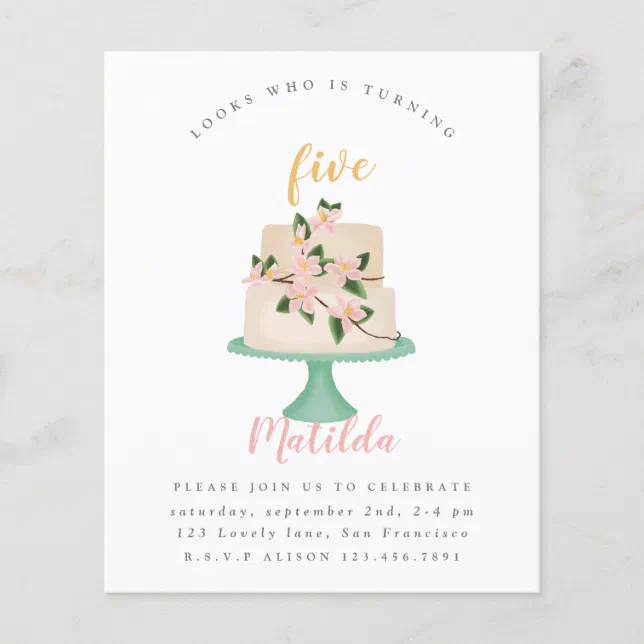 budget editable birthday cake party invitation flyer | Zazzle
