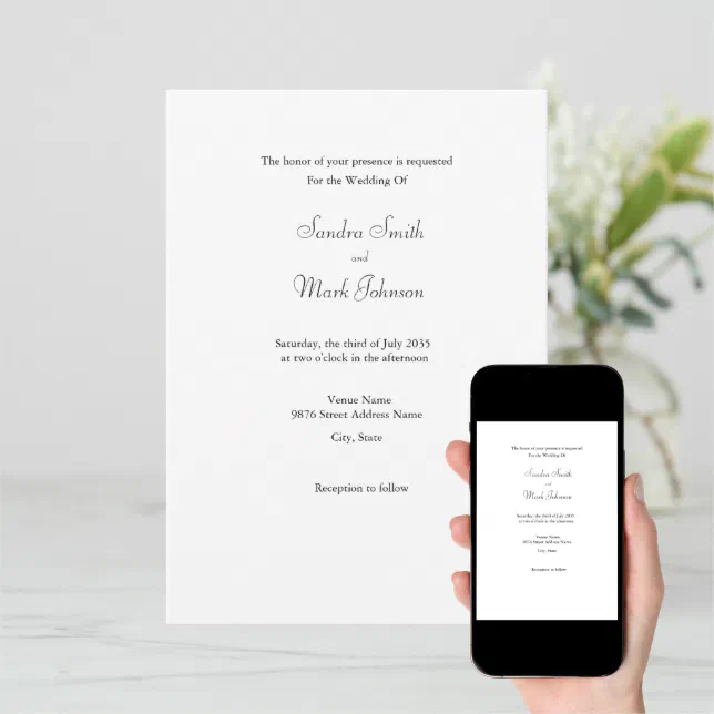 Budget Elegant and Simple Classic Style Invitation | Zazzle