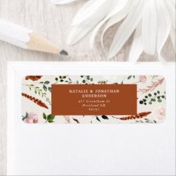 Budget elegant black terracotta floral wedding lab label | Zazzle