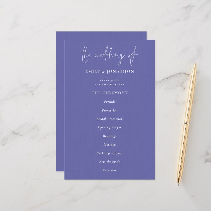 Budget Elegant Blue Wedding Program | Zazzle