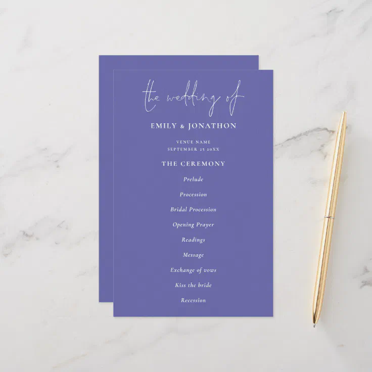 Budget Elegant Blue Wedding Program | Zazzle