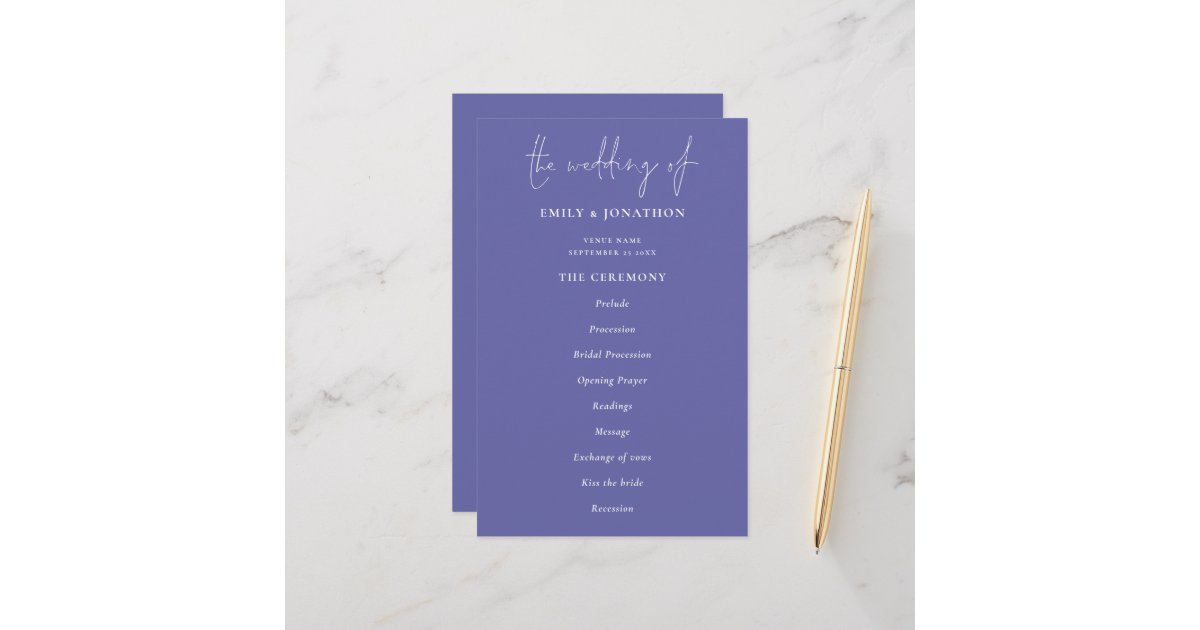 Budget Elegant Blue Wedding Program | Zazzle