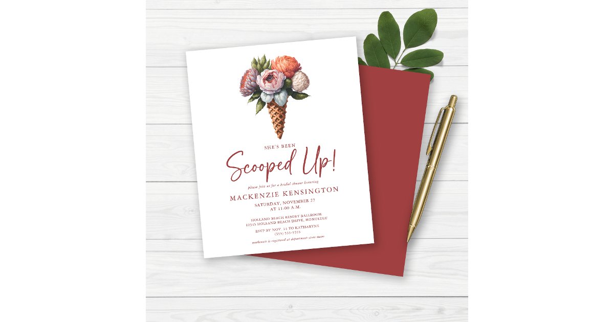 BUDGET Elegant Boho Ice Cream Bridal Shower | Zazzle