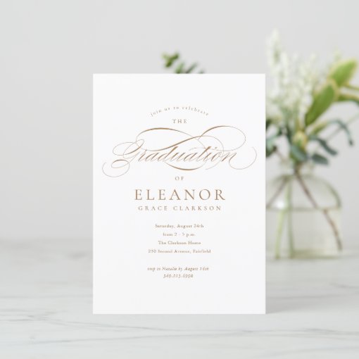 Budget Elegant Calligraphy Graduation Party Invitation | Zazzle