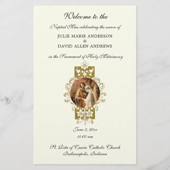 Budget Elegant Catholic Wedding Program Stationery | Zazzle