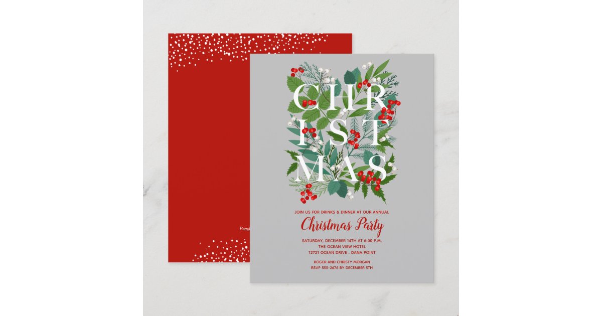 Budget Elegant Christmas Greenery Invitations | Zazzle