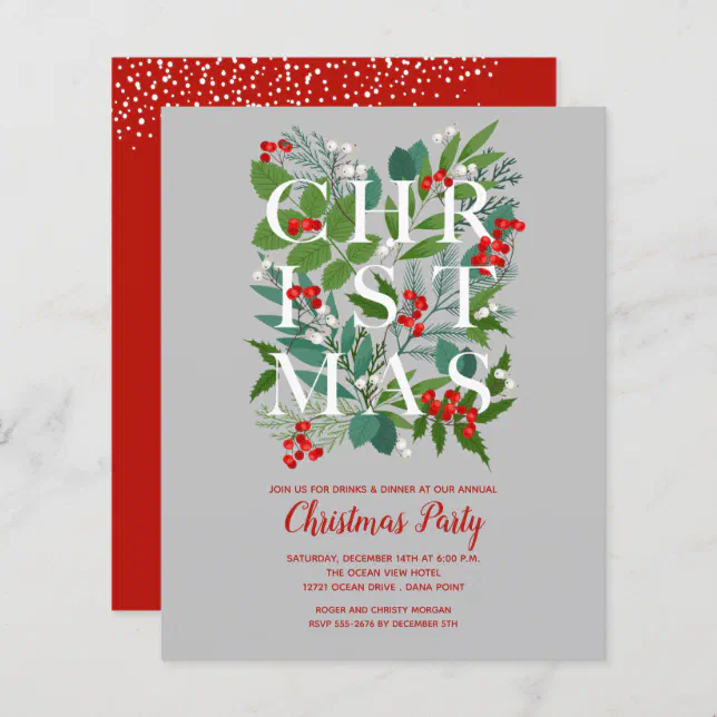 Budget Elegant Christmas Greenery Invitations | Zazzle