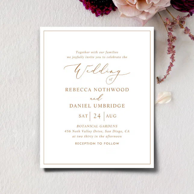 Budget Elegant Gold Script Wedding Invitation | Zazzle