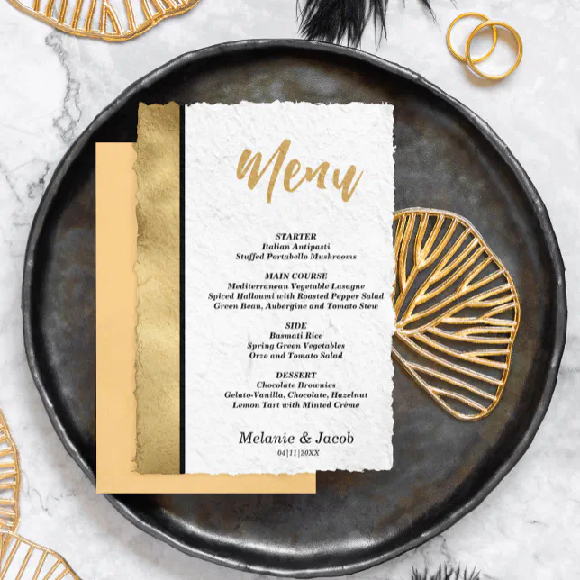 Budget Elegant Gold Scripture Flat Menu Card | Zazzle