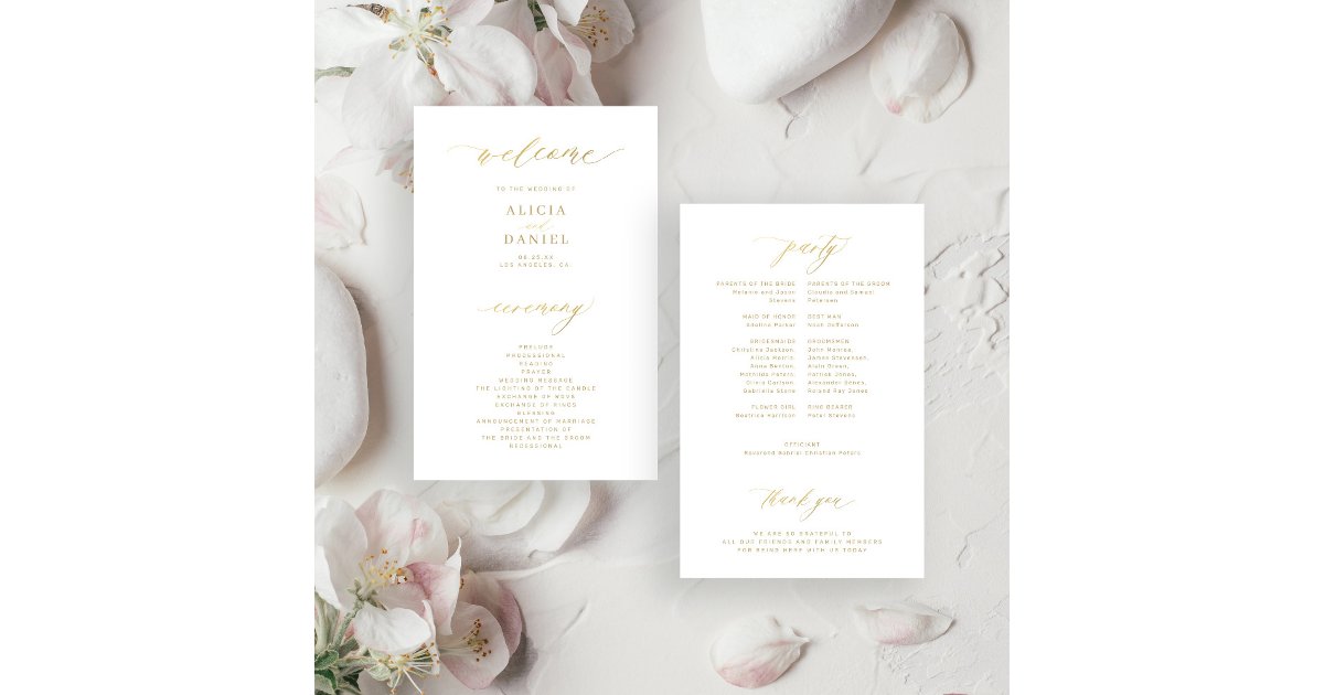 Budget elegant gold typography wedding program | Zazzle