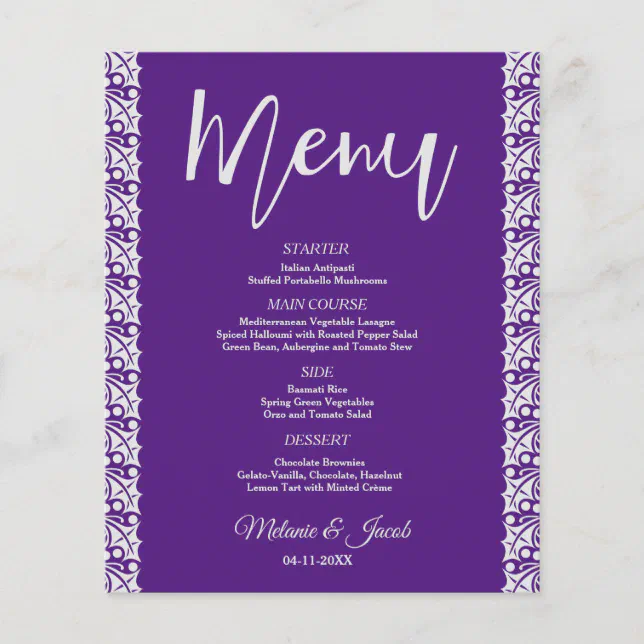 Budget Elegant Minimalist Purple Menu | Zazzle