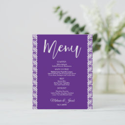 Budget Elegant Minimalist Purple Menu | Zazzle
