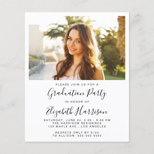 Budget Elegant Photo Graduation Party Invitation | Zazzle