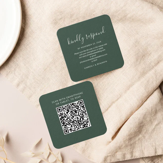 Budget Elegant QR Code Wedding Response RSVP Card | Zazzle