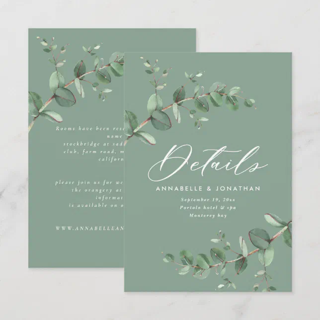 Budget elegant sage green eucalyptus wedding RSVP | Zazzle