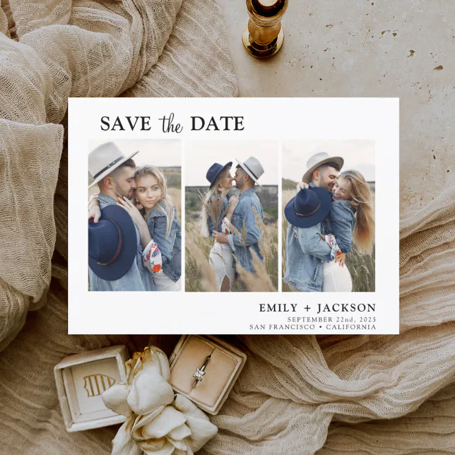 Budget Elegant Save the Date 3 Photo Flyer | Zazzle