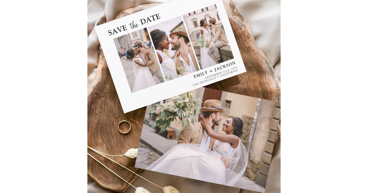 Budget Elegant Save the Date 4 Photo Flyer | Zazzle