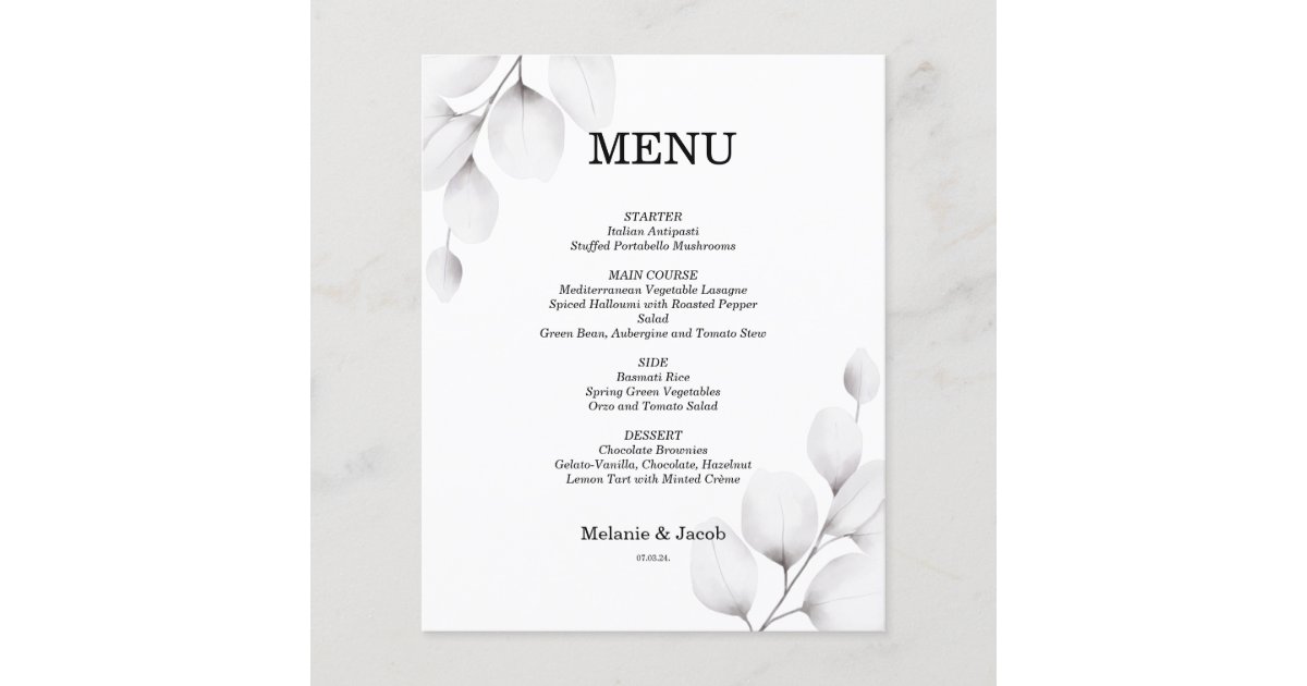 Budget Elegant Scripture Menu card | Zazzle