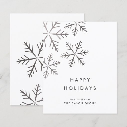 Budget Elegant Snowflakes Business Holiday Card | Zazzle