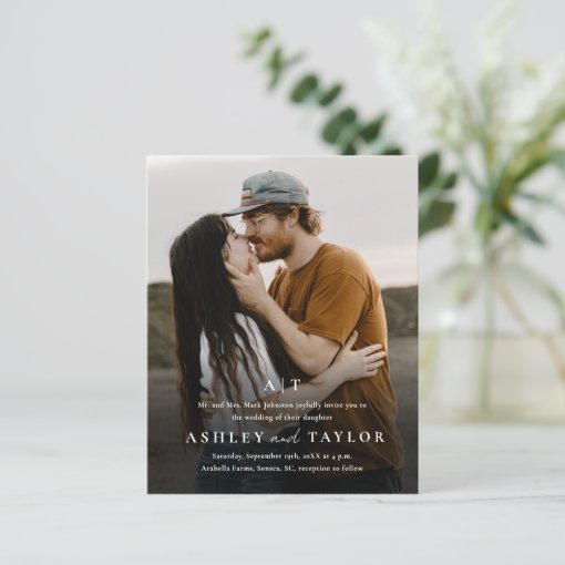 Budget Elegant Type Photo Wedding Invitation | Zazzle