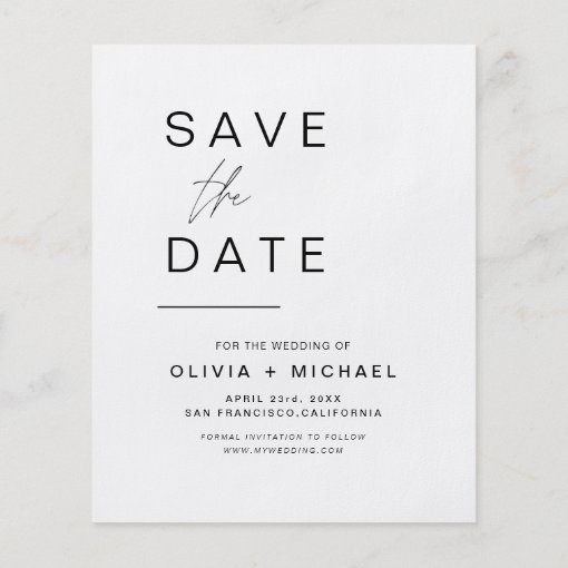 Budget Elegant Typography Save the Date Photo Flyer | Zazzle