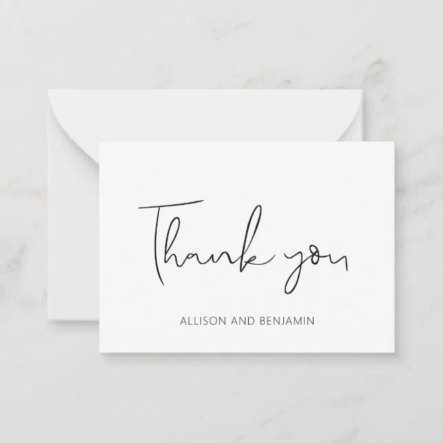BUDGET Elegant Wedding Small Thank You Note Card | Zazzle