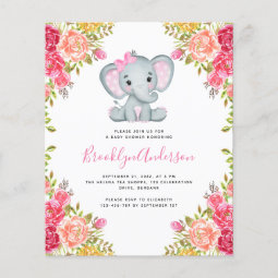 BUDGET Elephant QR Code Baby Shower Invitation | Zazzle