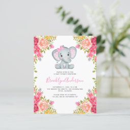 BUDGET Elephant QR Code Baby Shower Invitation | Zazzle