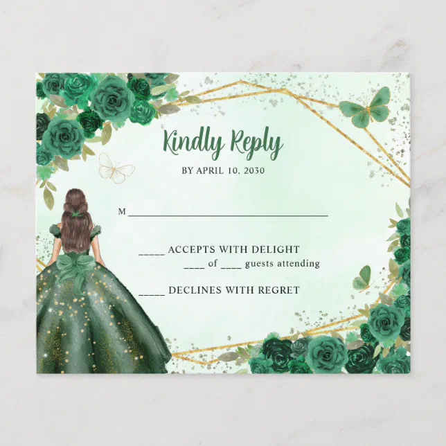 Budget Emerald Green Gold Floral Princess RSVP | Zazzle Budget Emerald Green Gold Floral Princess RSVP | Zazzle