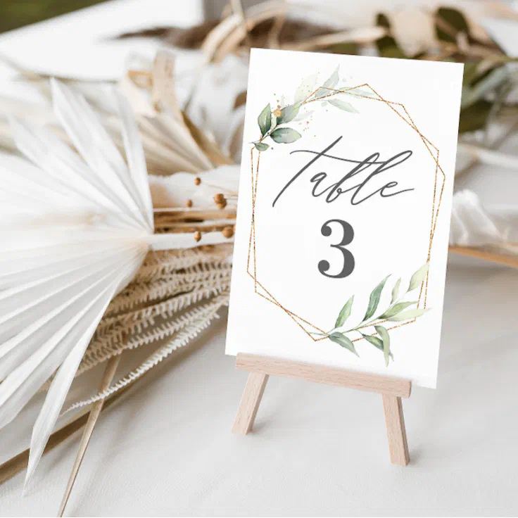 Budget eucalyptus elegant wedding table numbers | Zazzle