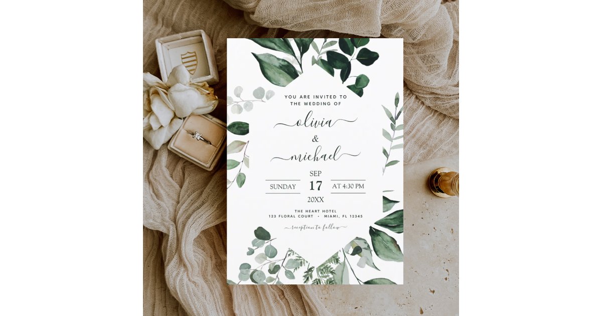 Budget Eucalyptus Greenery Wedding Invitations Fly Flyer | Zazzle