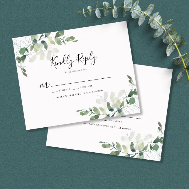 BUDGET Eucalyptus Greenery Wedding RSVP Flyer | Zazzle