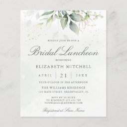 Budget Eucalyptus Leaves Bridal Luncheon Invites | Zazzle