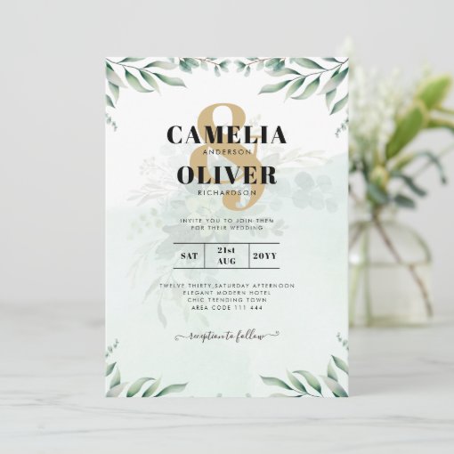 Budget Eucalyptus Leaves Greenery Wedding QR CODE Invitation | Zazzle