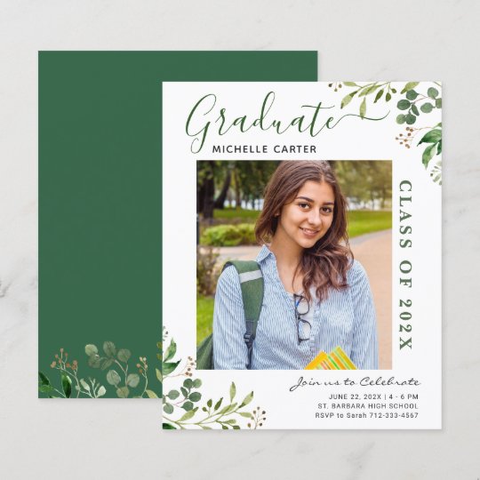 Budget Eucalyptus Photo Graduation Announcement | Zazzle.com
