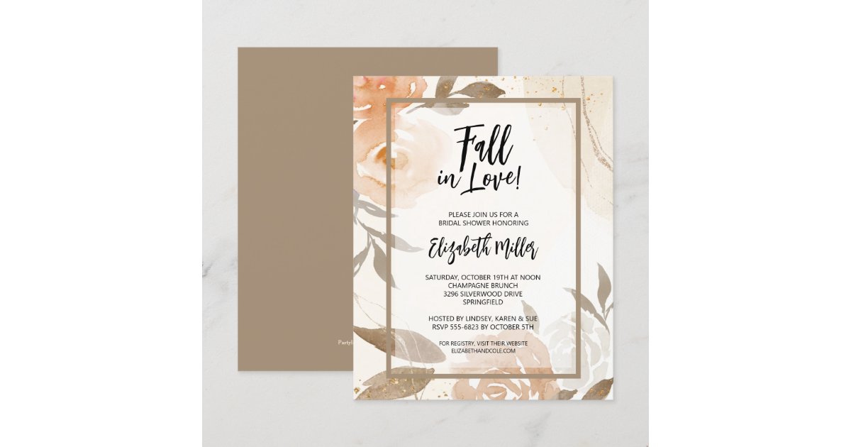 Budget Fall in Love Bridal Shower Invitations | Zazzle
