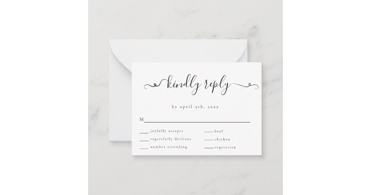Budget Fancy Minimalist Wedding RSVP Response Card | Zazzle
