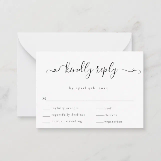 Budget Fancy Minimalist Wedding RSVP Response Card | Zazzle