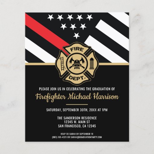 Budget Firefighter Graduation Party Invitation | Zazzle