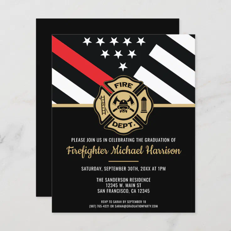 Budget Firefighter Graduation Party Invitation | Zazzle