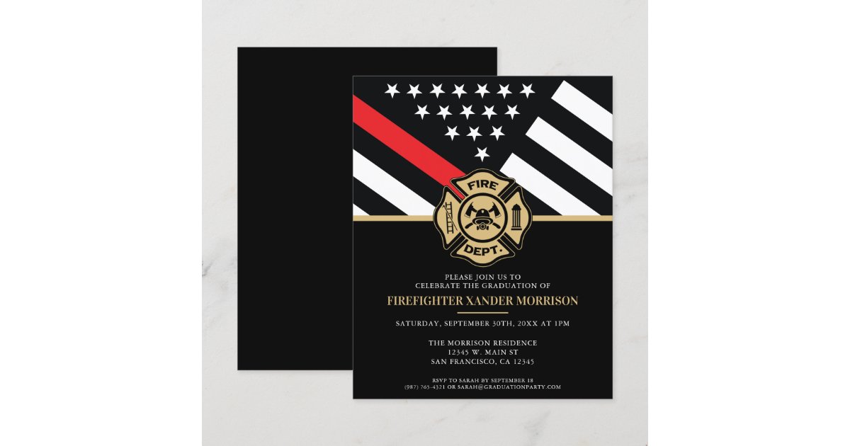 Budget Firefighter Graduation Party Invitation | Zazzle
