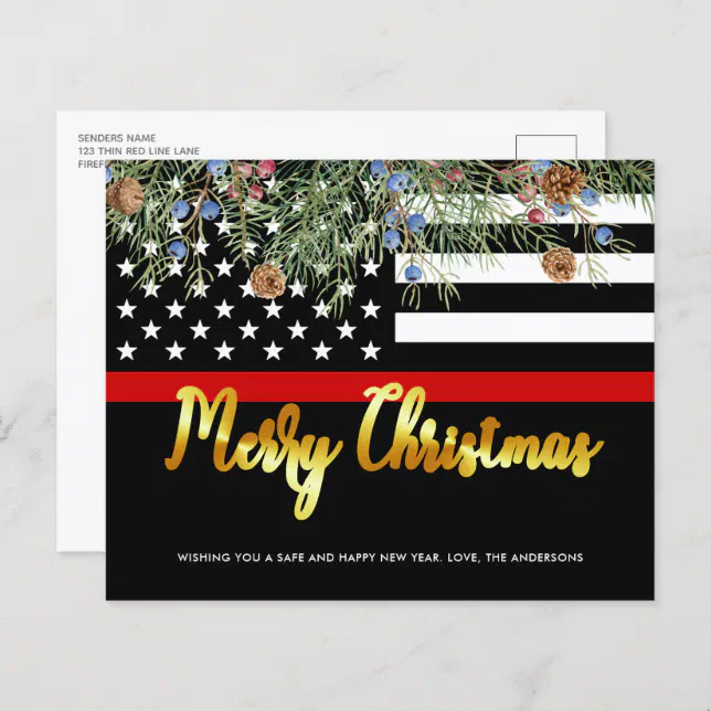 Budget Firefighter Merry Christmas Postcard | Zazzle