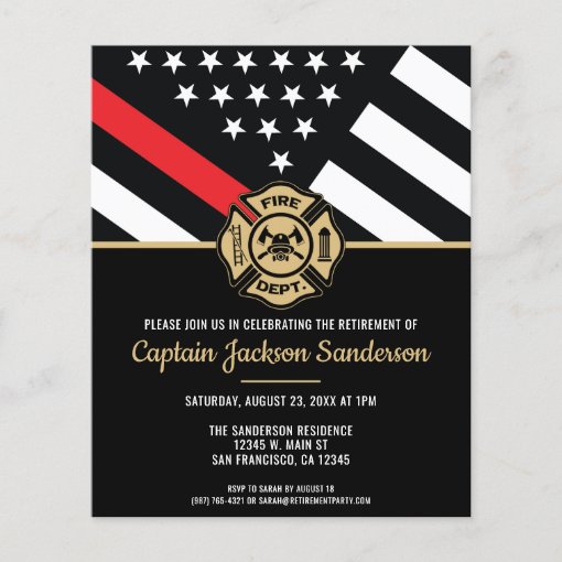 Budget Firefighter Retirement Fireman Invitation | Zazzle