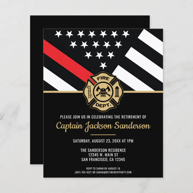 Budget Firefighter Retirement Fireman Invitation | Zazzle