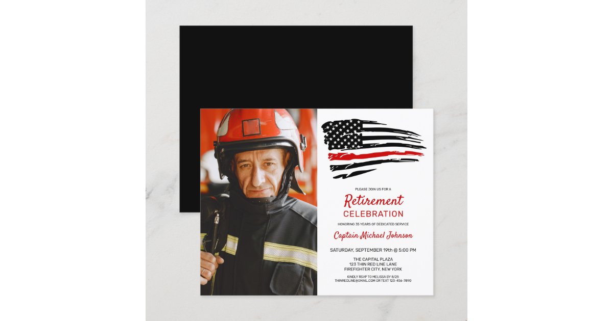 Budget Firefighter Retirement Photo Invitations | Zazzle