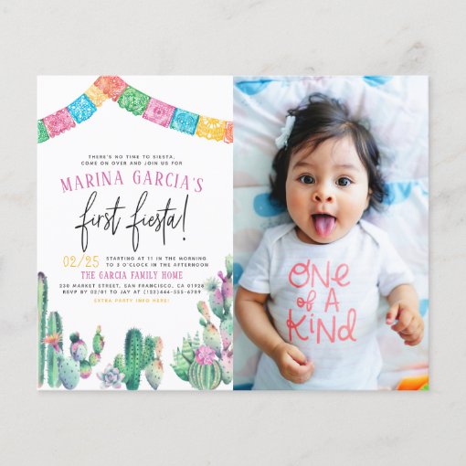 Budget First Fiesta Cute Girl Birthday Party Photo | Zazzle