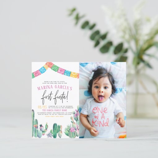 Budget First Fiesta Cute Girl Birthday Party Photo | Zazzle