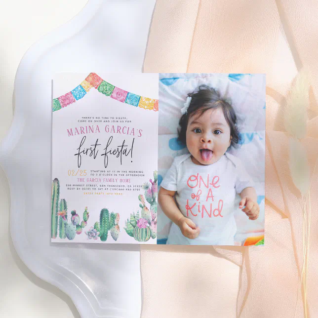 Budget First Fiesta Cute Girl Birthday Party Photo | Zazzle