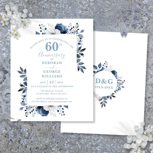 Budget Floral 60th Wedding Anniversary Invitation | Zazzle