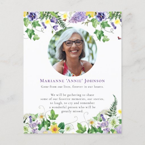 Budget Floral Celebration of Life Funeral Flyer | Zazzle